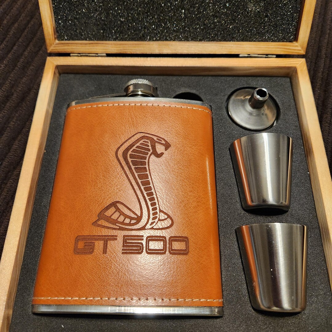 Custom Flask Set With Personalized Wooden Box, Groosmen Gift, Leather ...
