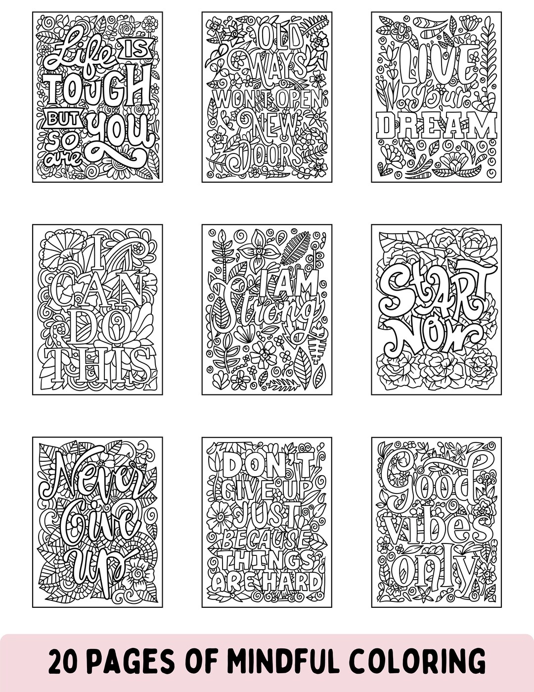 20 Pages of Mindful Coloring - Etsy