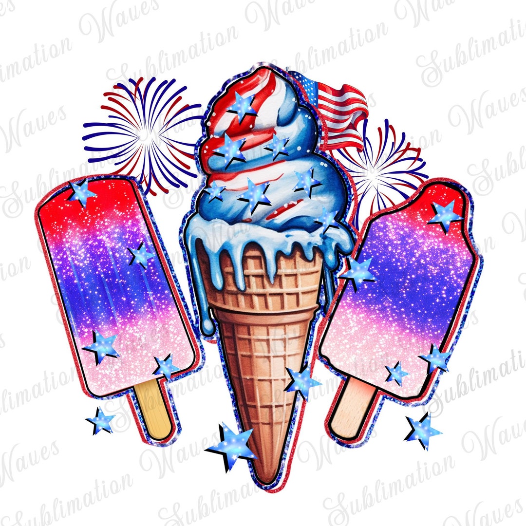 4th of July Ice Creams Png, Independence Day Sublimation, USA Flag Ice ...