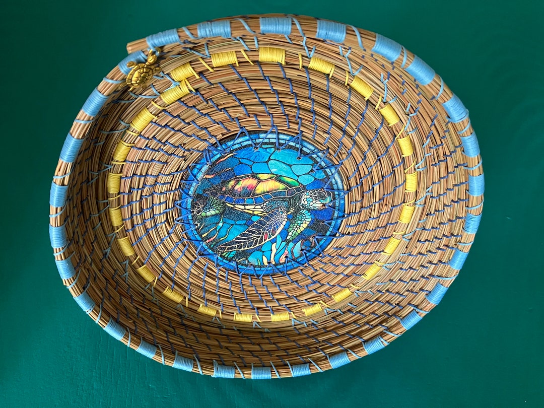 Sea Turtle Pine Needle Basket Made With Gulf Coast Pine Needles and ...