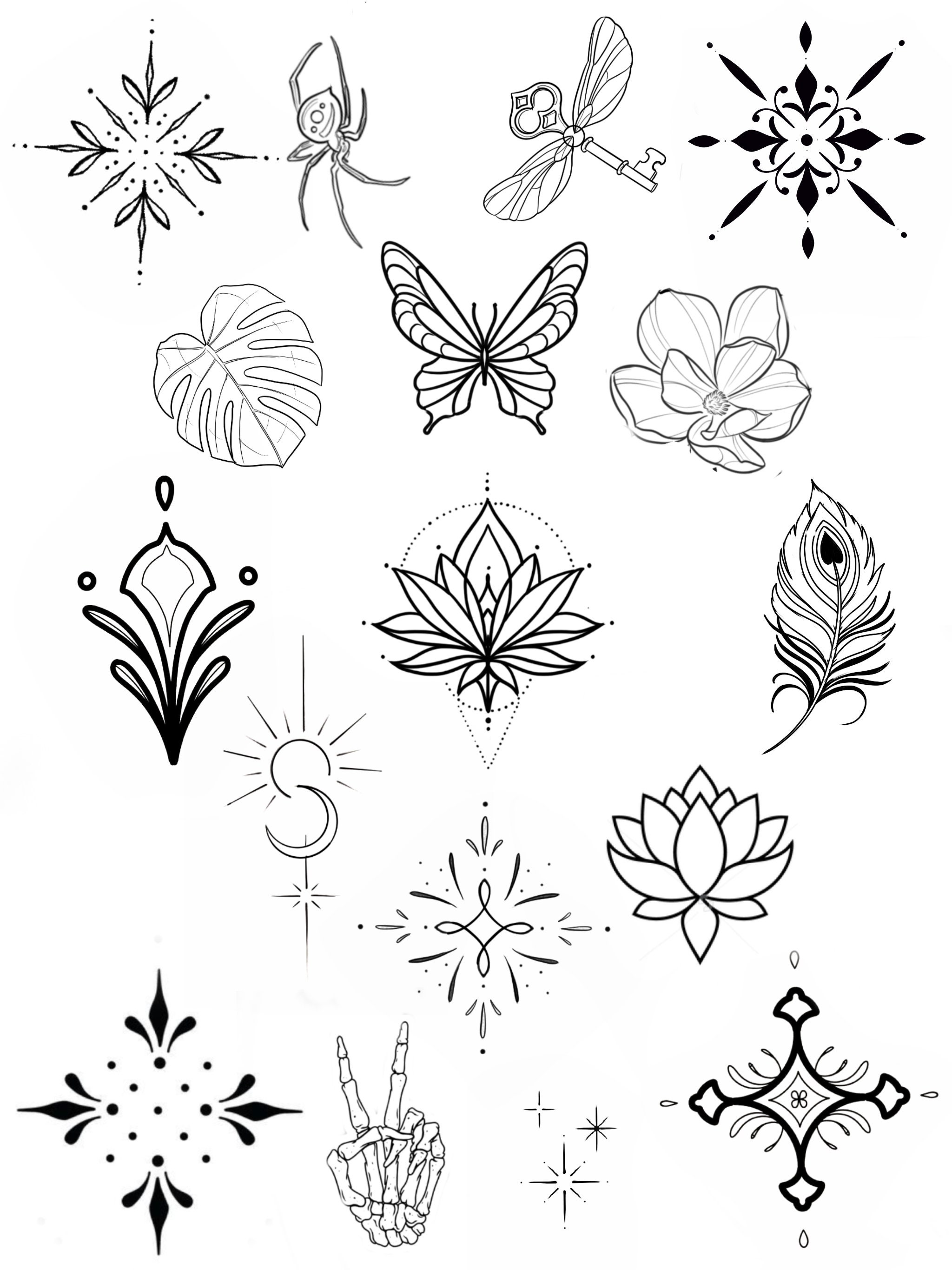 17 High-quality Tattoo Flash Designs - Stencil Ready Digital Downloads ...