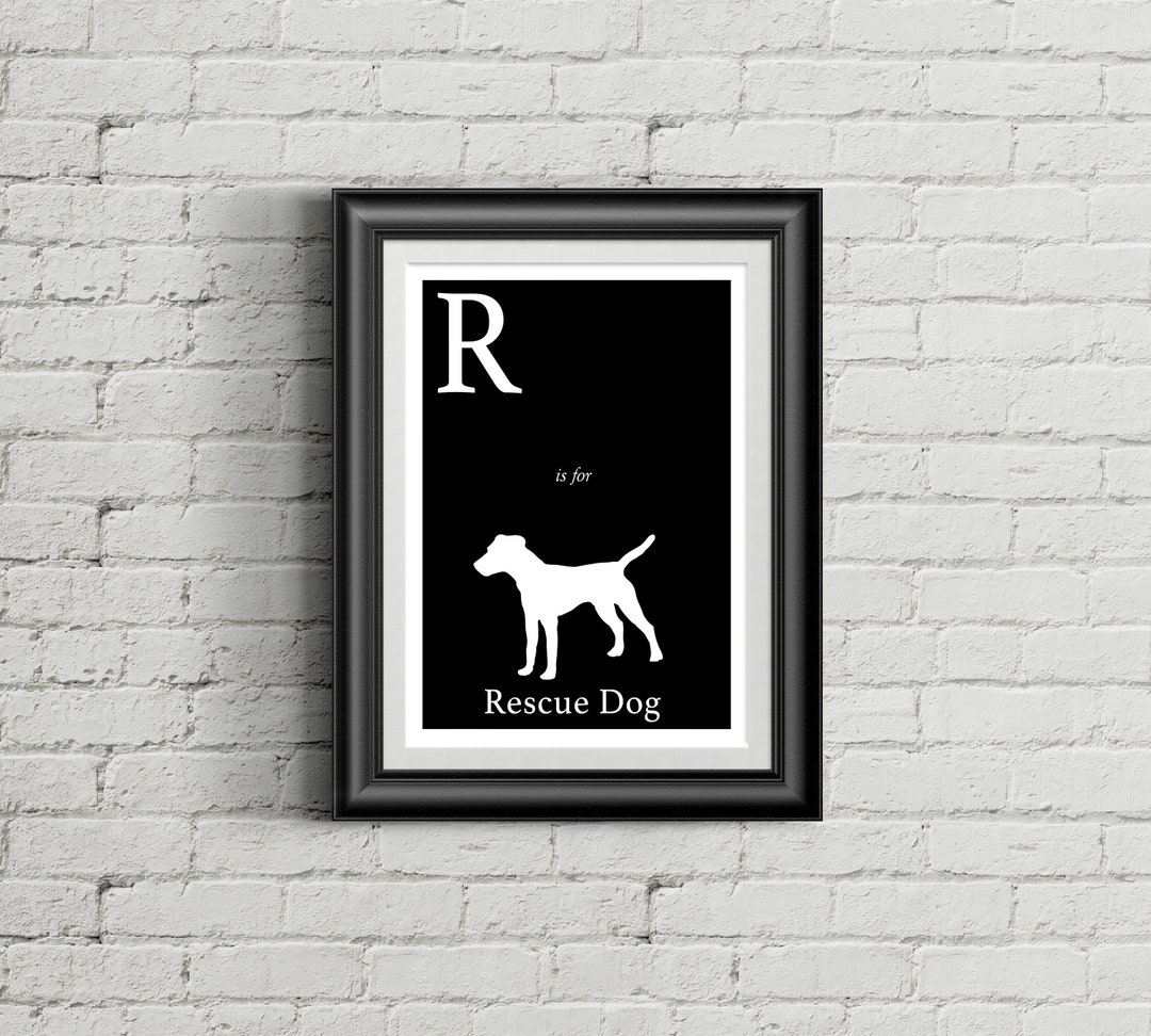 Alphabet Art Print - Dog Art Print - R is for Rescue Dog Art Print ...