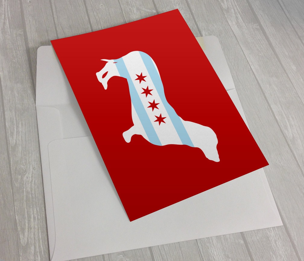 Greeting Card - Chicago Flag Dachshund Greeting Card - Chicago Flag ...