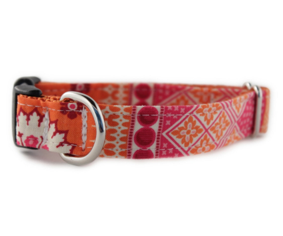 Orange Floral Dog Collar – Designer Fabric, Adjustable Fit - Etsy