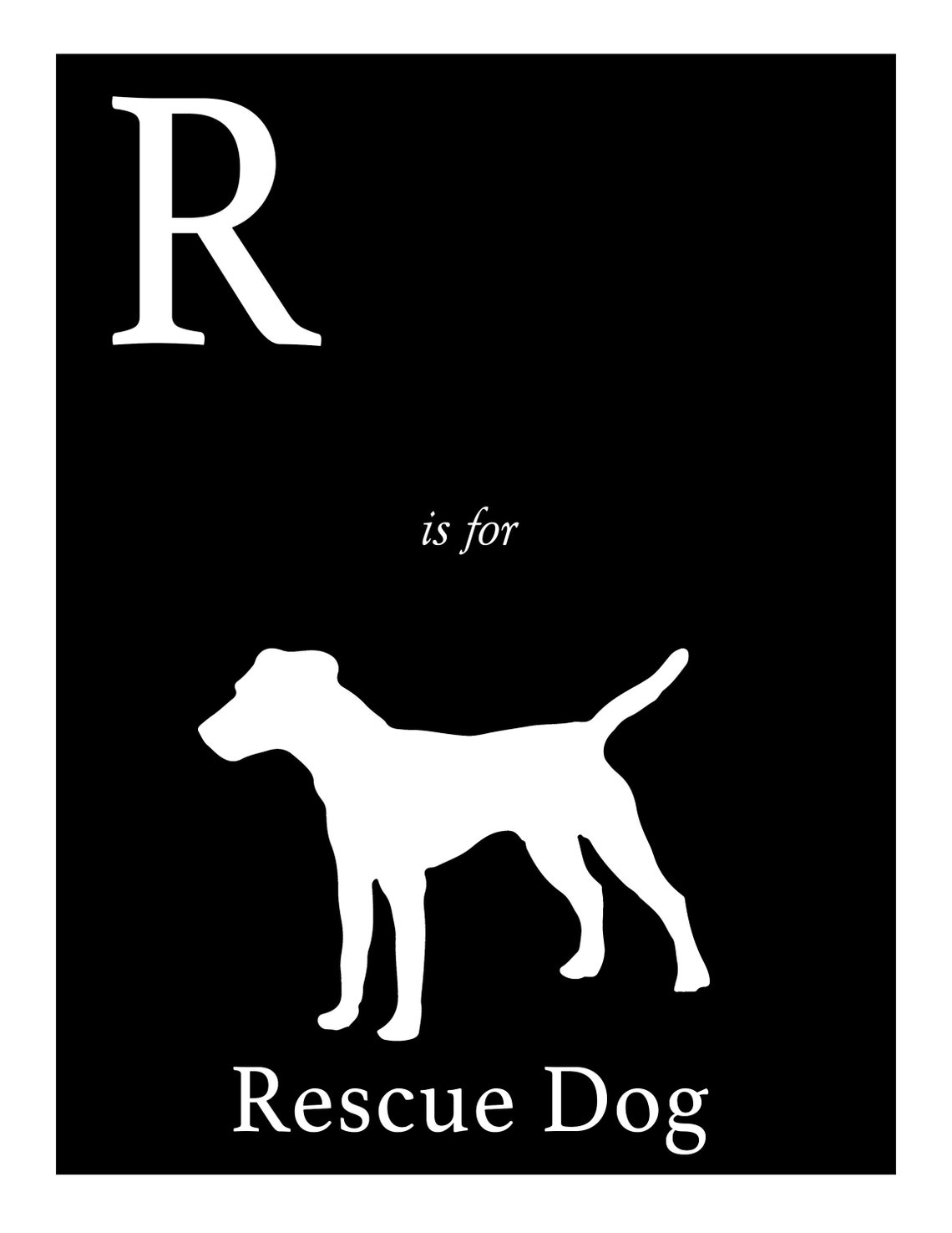 Alphabet Art Print - Dog Art Print - R is for Rescue Dog Art Print ...
