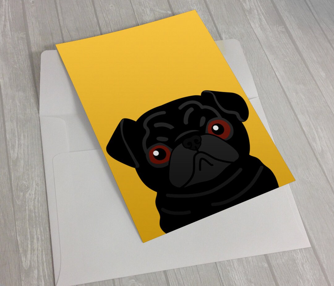 Pug Greeting Card - Black Pug Greeting Card - Card for Pug Lovers - Dog ...