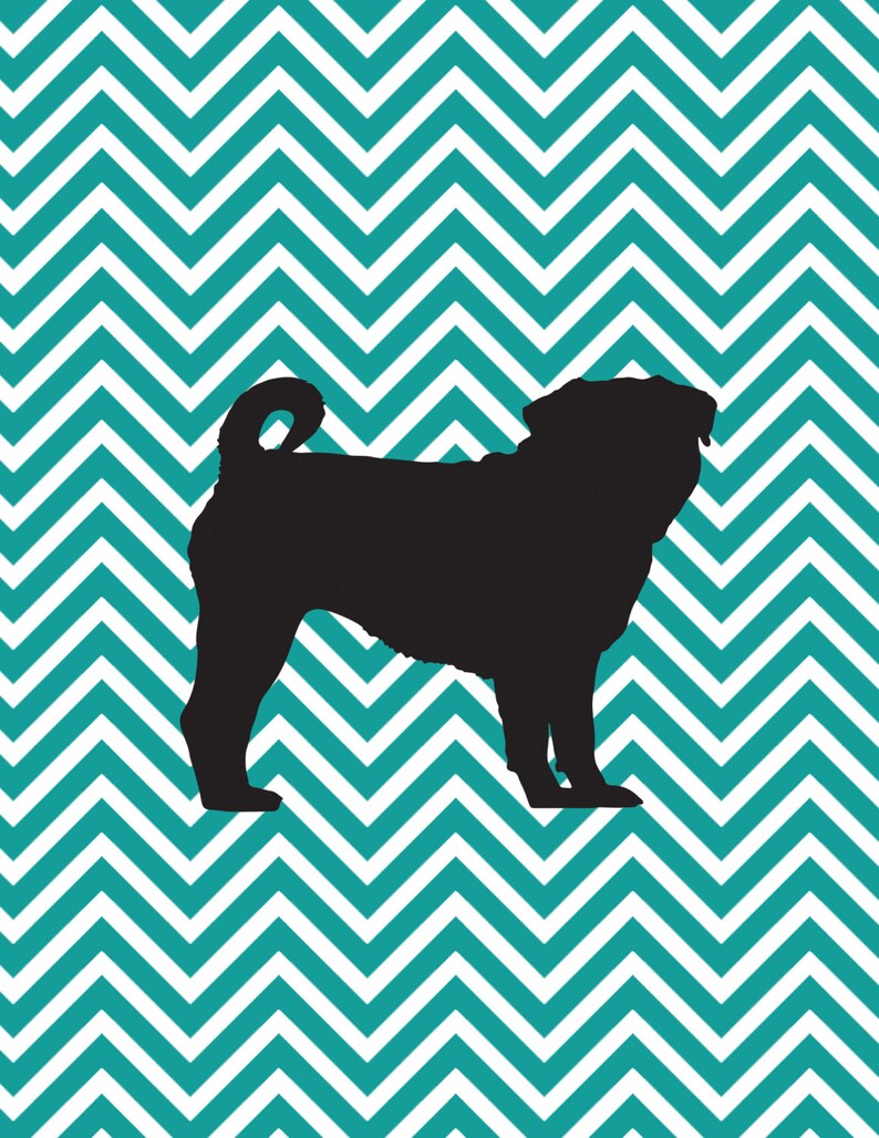 Chevron Pug Art Print Dog Art Print Modern Home Decor | Etsy