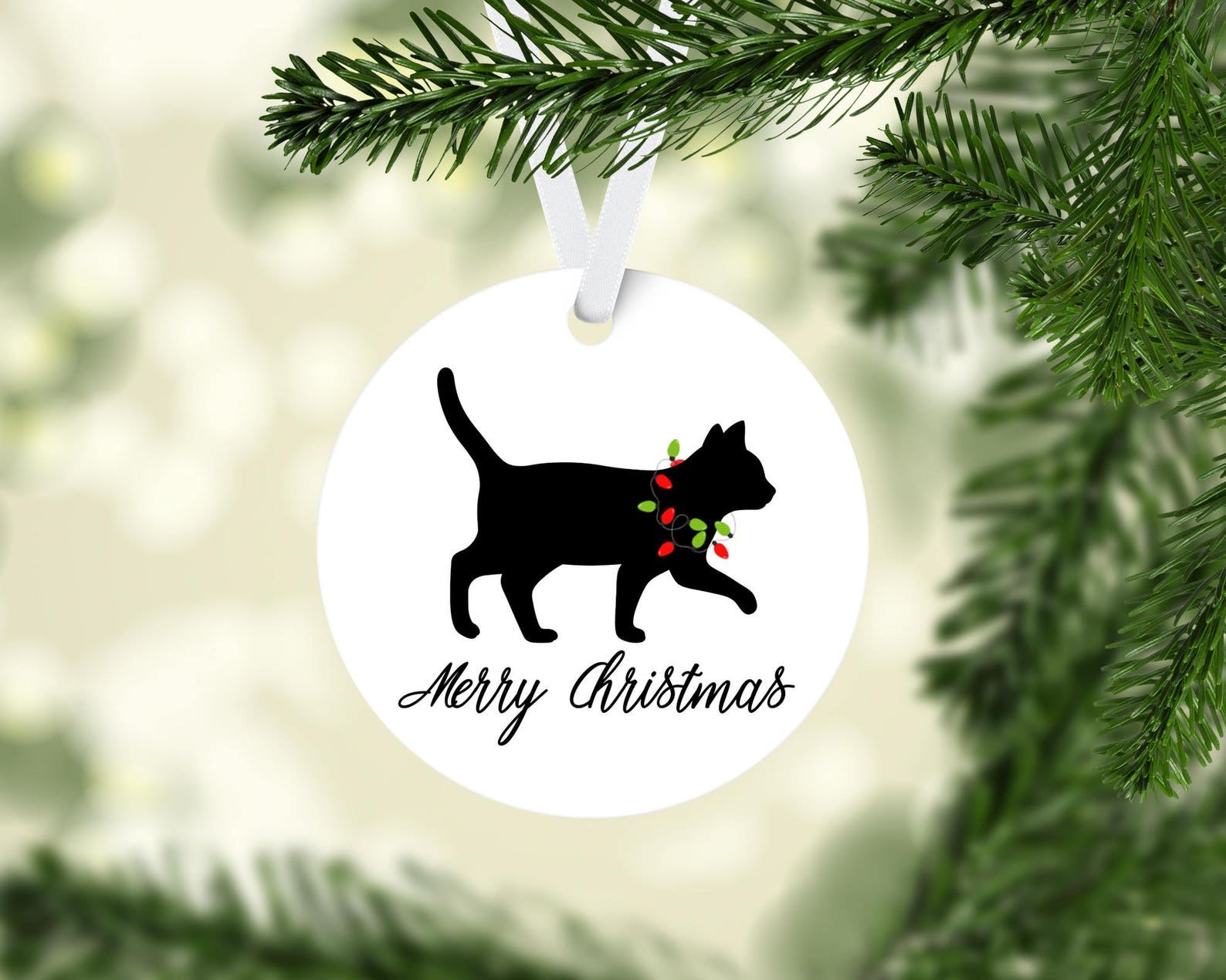 Cat Christmas Ornament Cat Christmas Lights Holiday Decor - Etsy