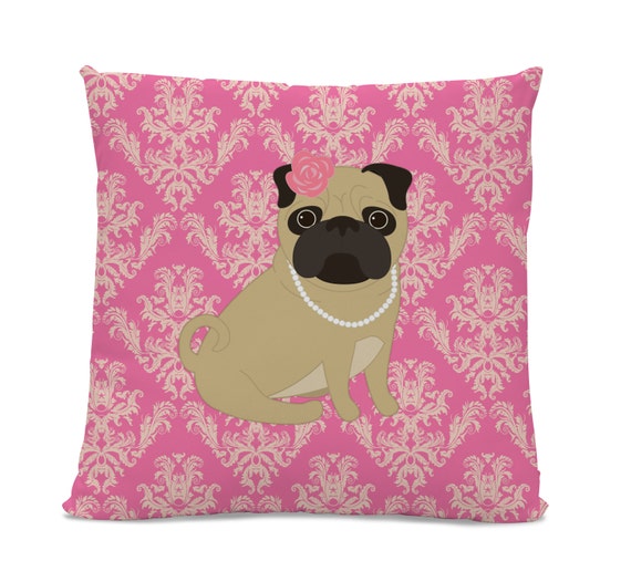 Pug Pillow Pug in Pearls Pillow Dog Pillow Pink Pug - Etsy