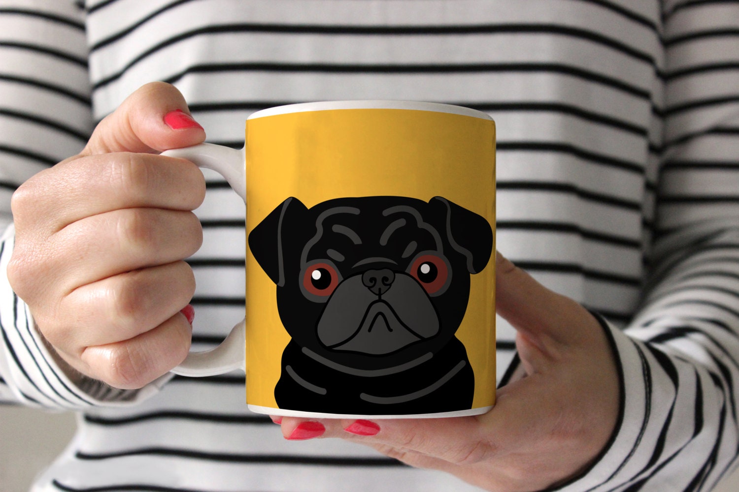 Pug Coffee Mug Black Pug Ceramic Mug Pug Mug Dog Mug | Etsy
