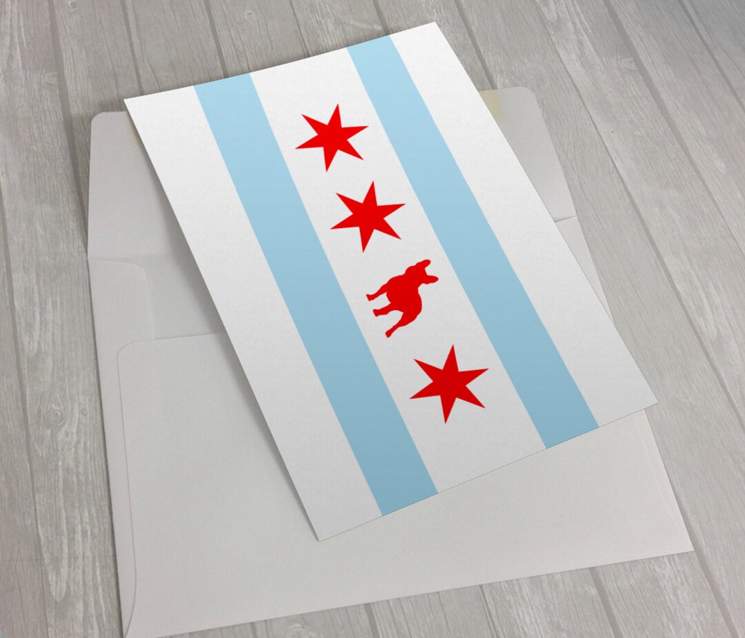 Chicago Flag French Bulldog Greeting Card - Etsy