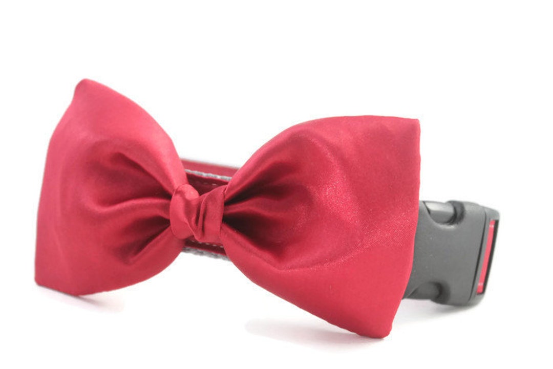 Dark Red Bow Tie Dog Collar - Dog Bow Tie Collar - Wedding Attire for ...