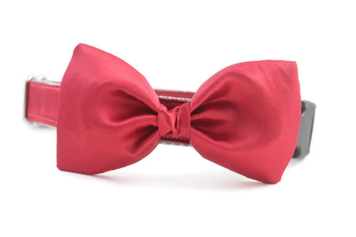 Dark Red Bow Tie Dog Collar - Dog Bow Tie Collar - Wedding Attire for ...