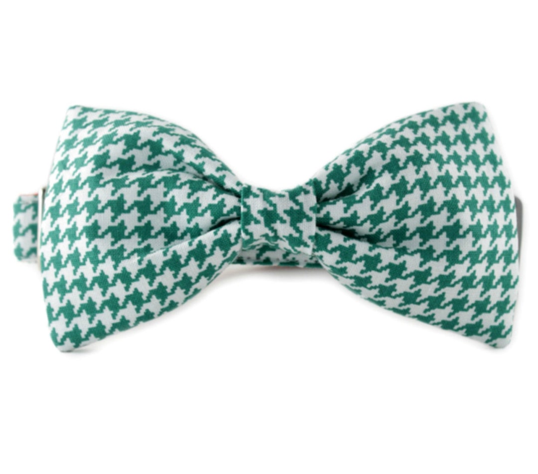 Houndstooth Bow Tie Dog Collar - Green Houndstooth Bow Tie Dog Collar ...