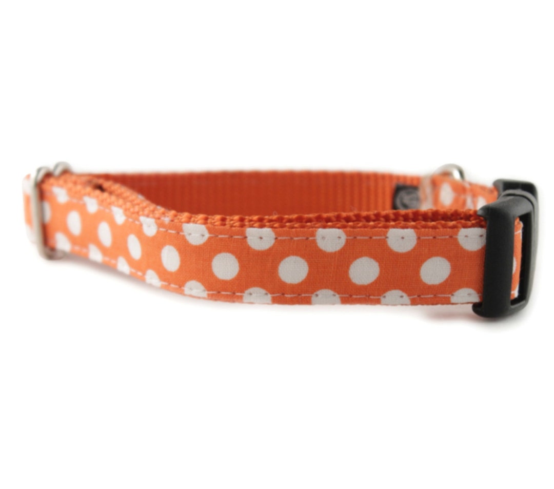 Orange Dog Collar - Orange White Polka Dot Dog Collar - Tangerine Dot ...
