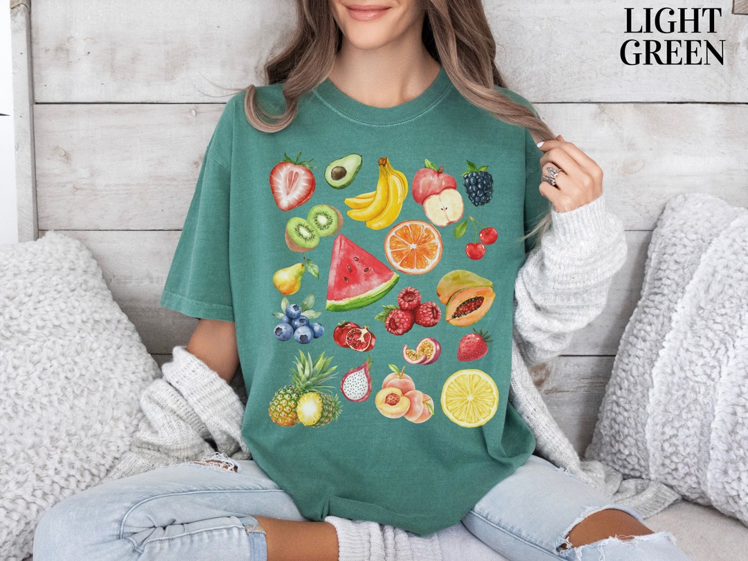 Cute Fruit Graphic Tee, Comfort Colors T-shirt, Watercolor Fruit Shirt ...
