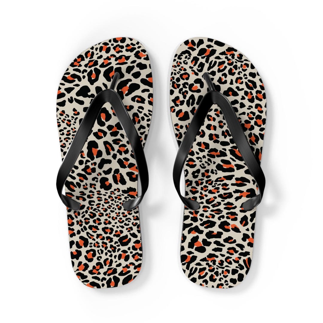 Beach Animal Print Flip Flops, Leopard Print - Etsy