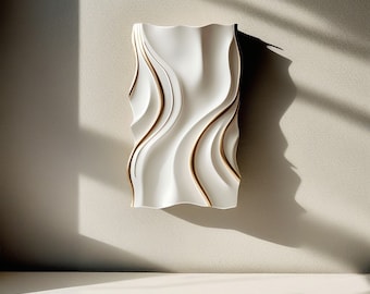 Colorful Modern Wall Decor Abstract Vertical 3D Wood Carving Handmade ...