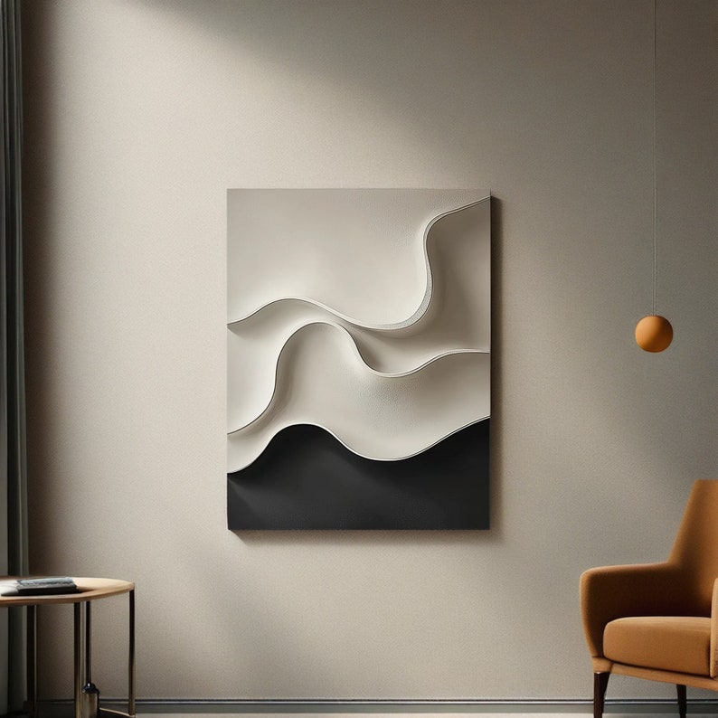 Black and White Wood Wall Sculpture, Minimalist Wall Art, Modern Wood ...