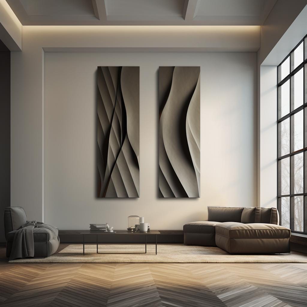 Black Wood Wall Sculpture, Minimalist Wall Art, Modern Wood Wall Decor ...