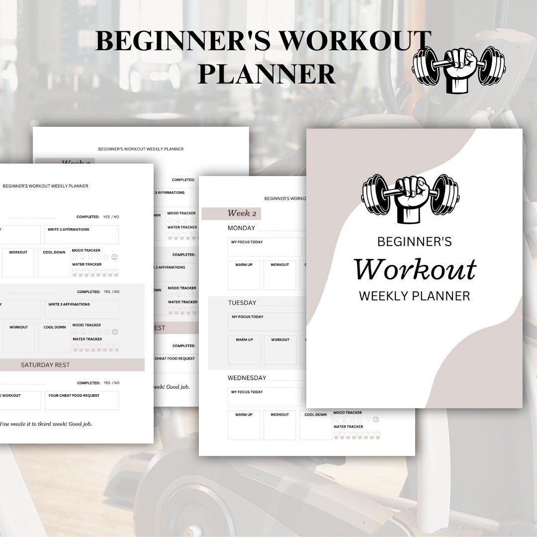 Black White Workout Planner Printable, Minimalist Exercise Journal ...