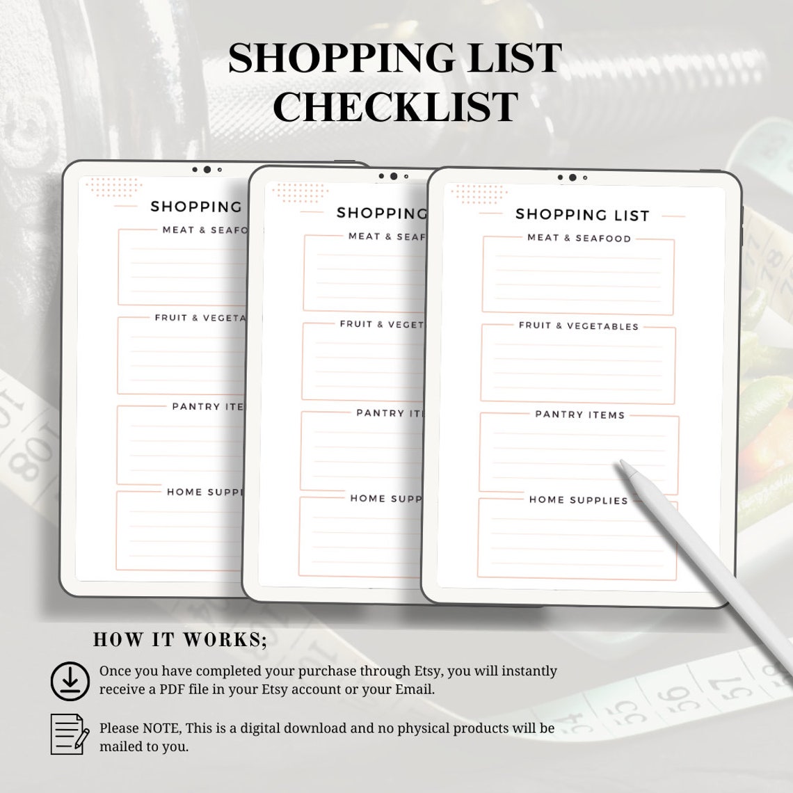 Printable Modern Simple Shopping Market List, White Pink Grocery List ...