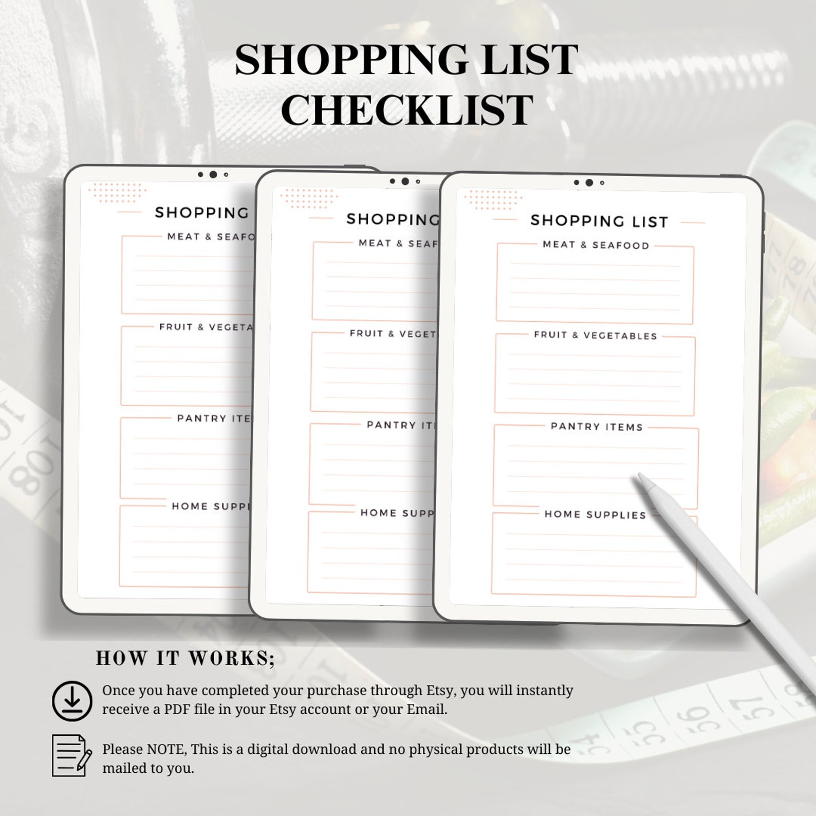 Printable Modern Simple Shopping Market List, White Pink Grocery List ...