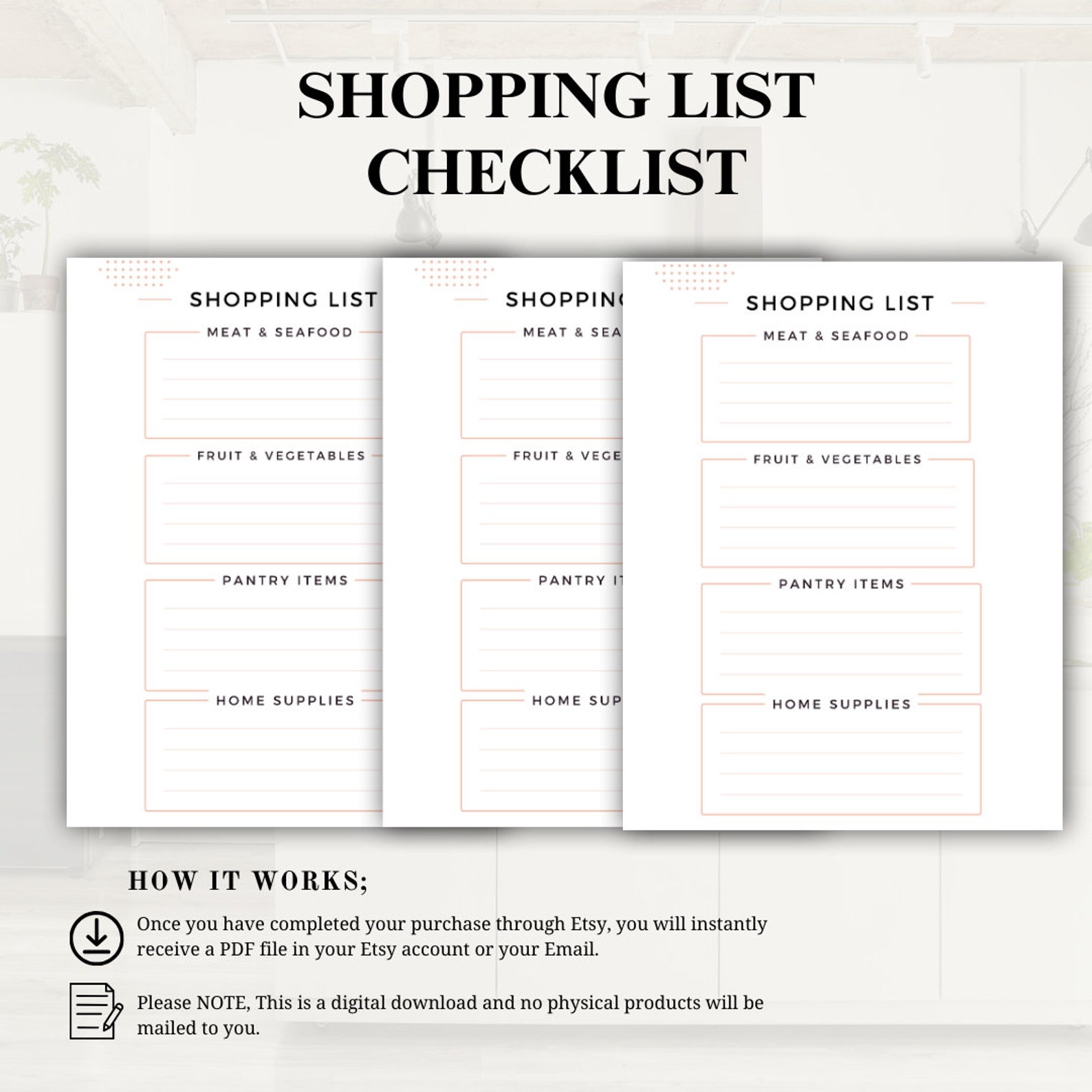 Printable Modern Simple Shopping Market List, White Pink Grocery List ...