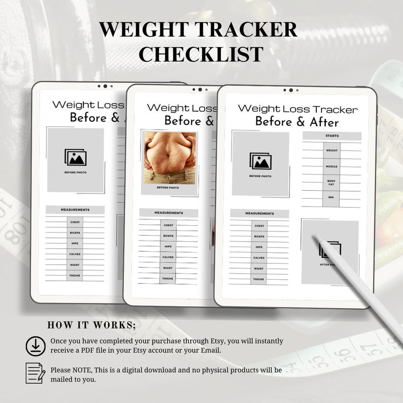 Printable Weight Tracker Template, Fitness Planner, Health Journal ...