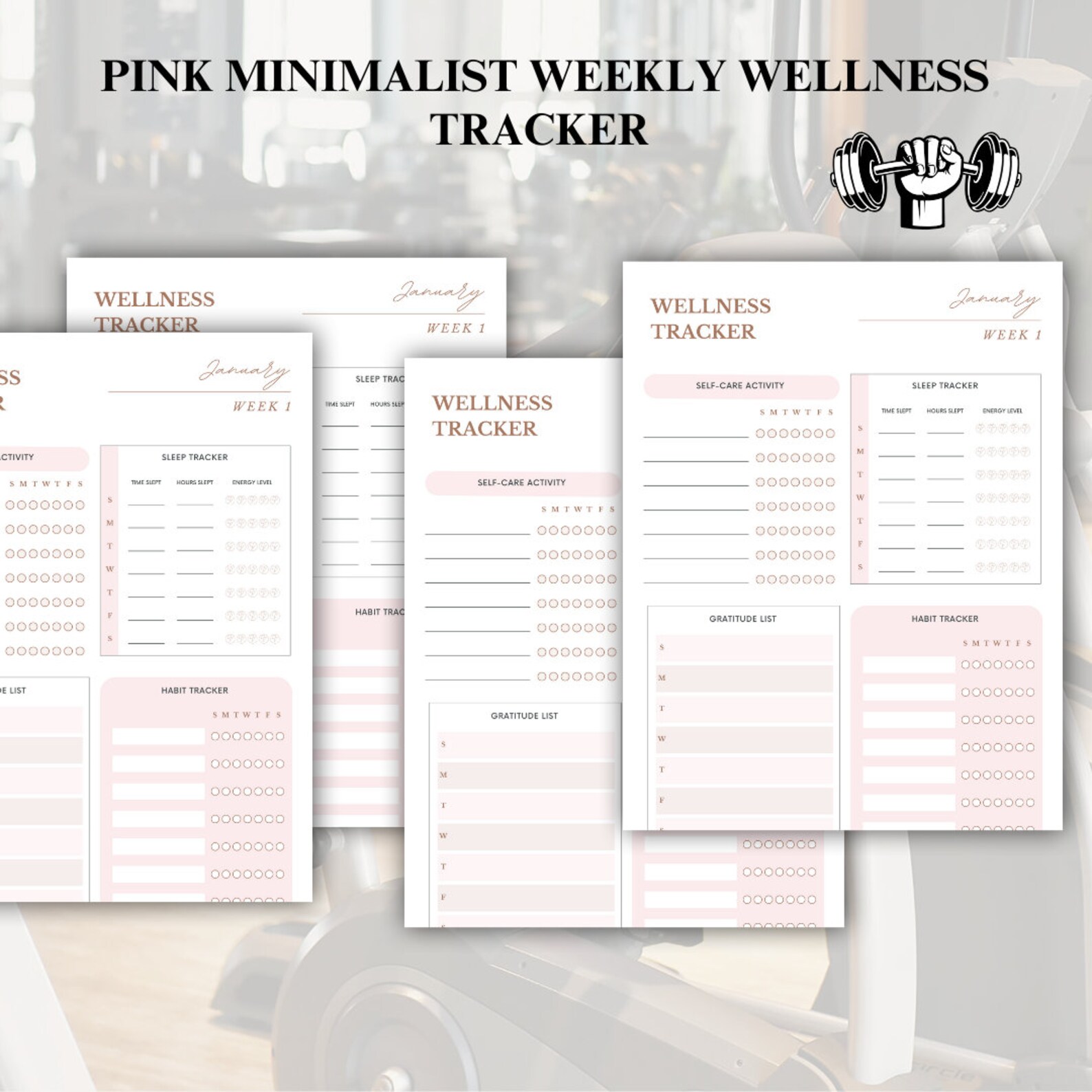 Pink Minimalist Weekly Wellness Tracker Planner, Printable Planner ...