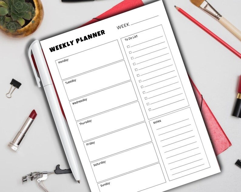 Weekly Planner Printable to Do List, Minimal Weekly Schedule, Weekly ...