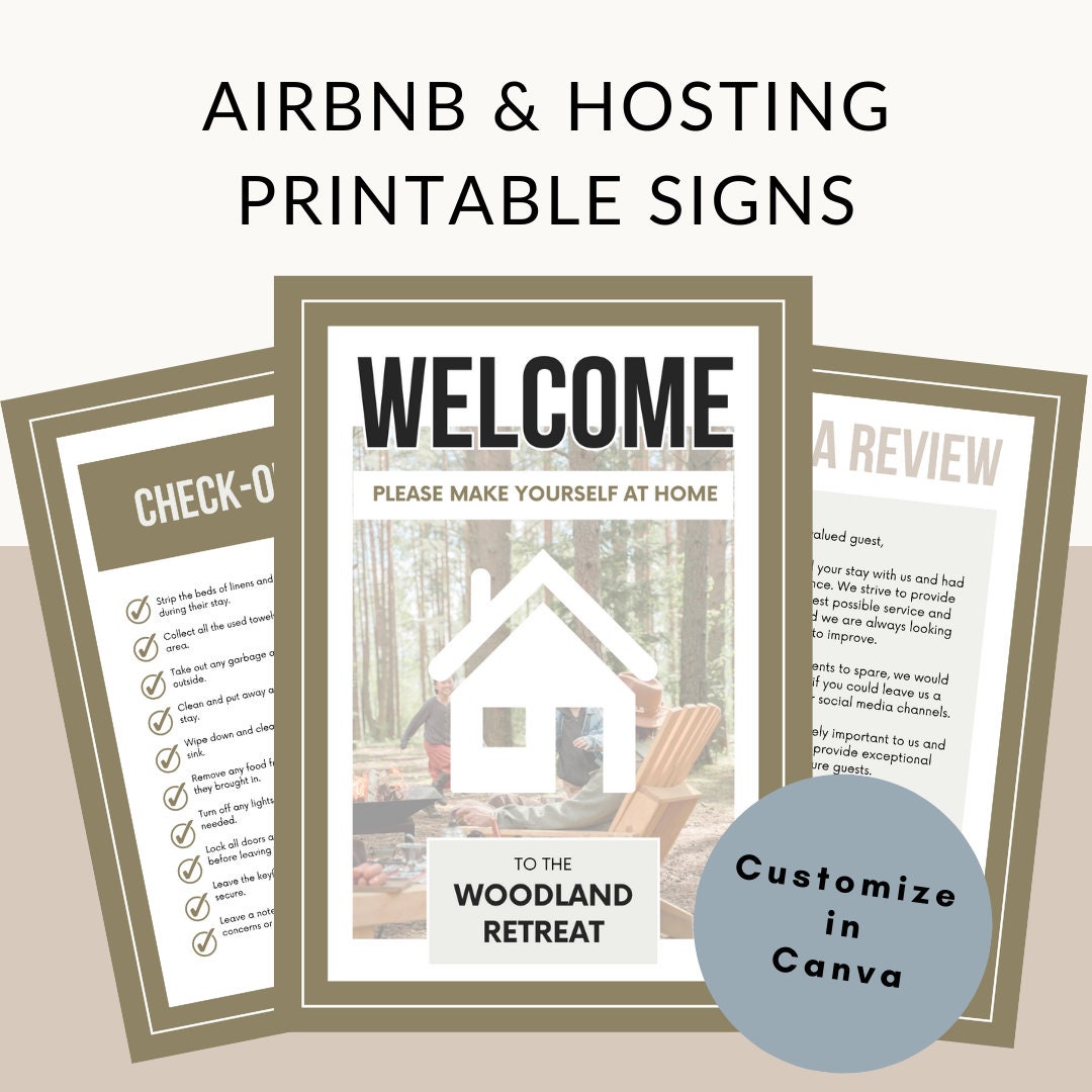 Airbnb and Host Printable Signs Editable in Canva PLR Included Airbnb ...