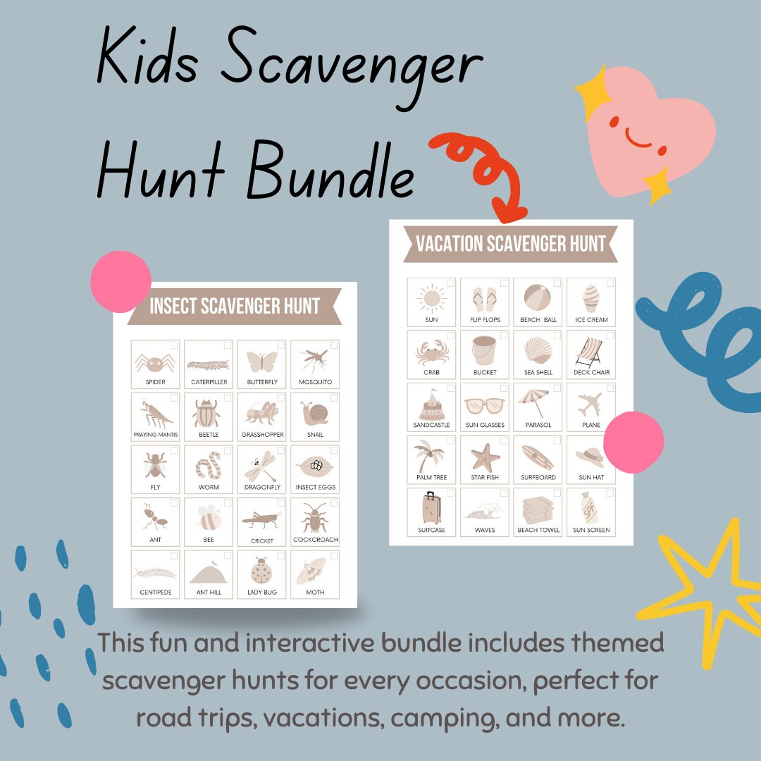PLR Kids Scavenger Hunt Bundle | 6 Fun Themed Hunts | Canva Template ...