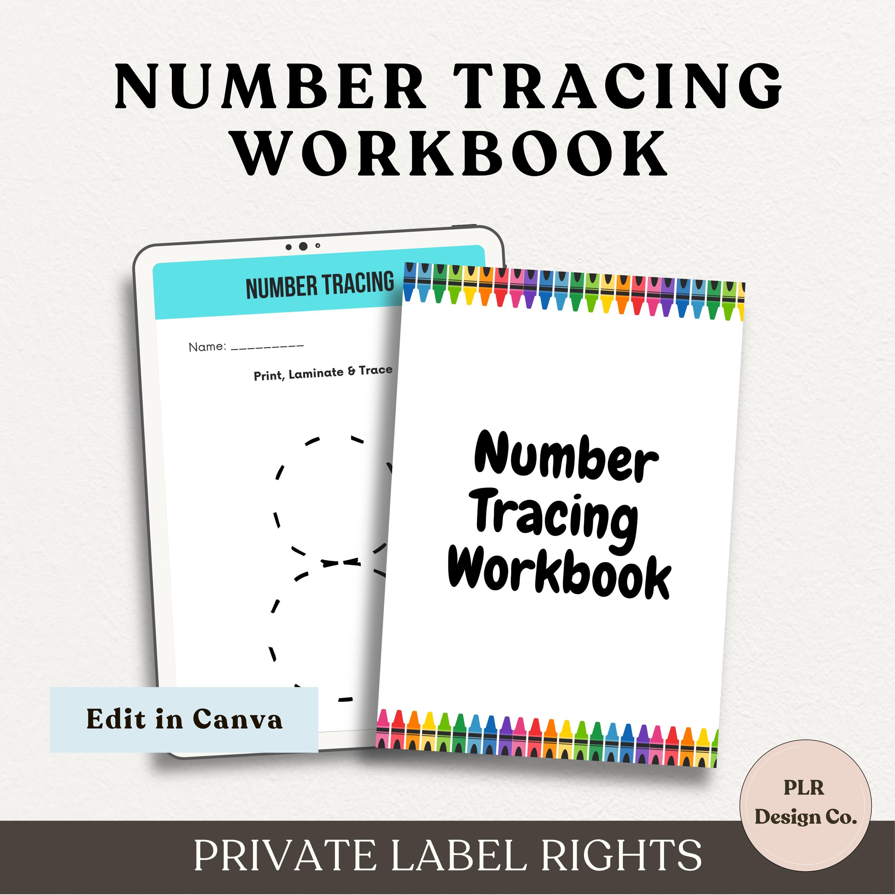 Number Tracing Workbook | Canva Template | PLR Included | Customizable ...