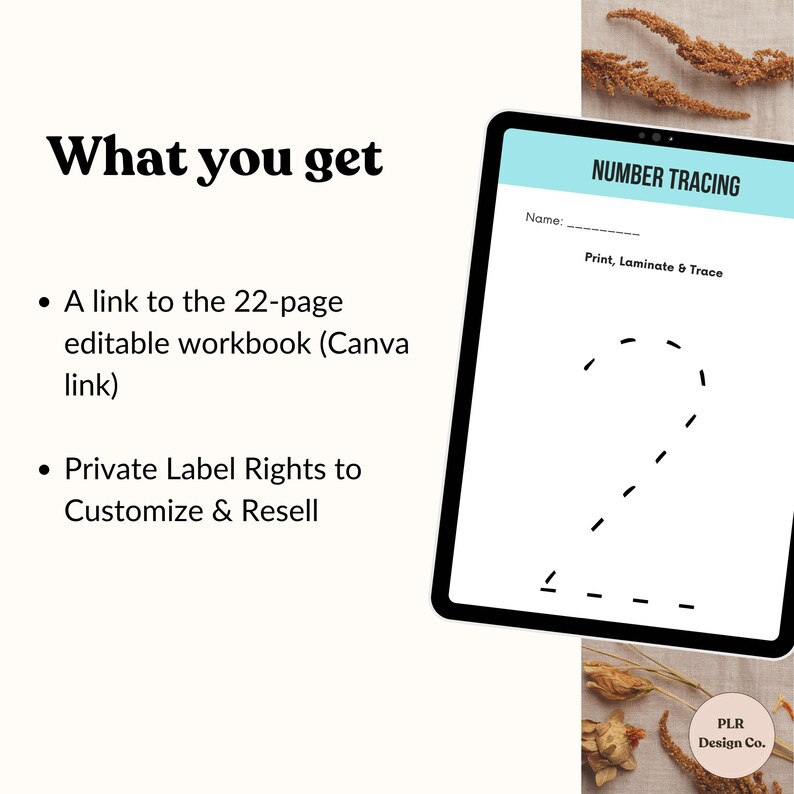 Number Tracing Workbook | Canva Template | PLR Included | Customizable ...