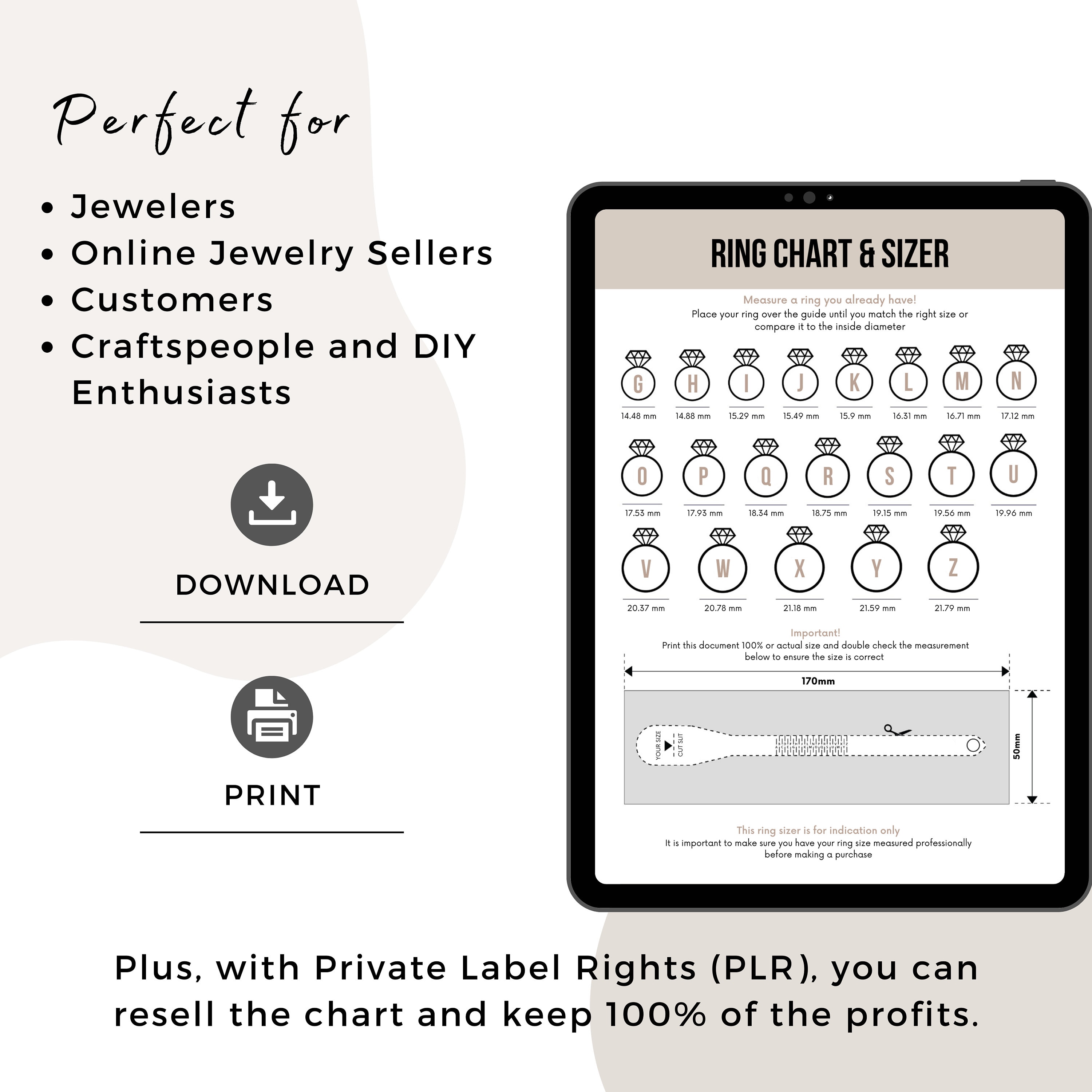 Printable Ring Sizer Chart | Editable in Canva | MRR Included | Sell on ...