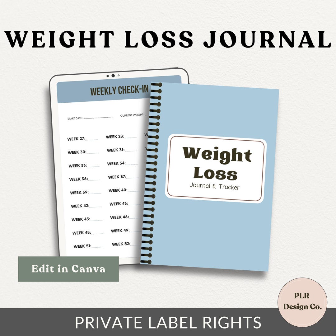 PLR Weight Loss Journal & Tracker | Editable in Canva | Fitness and ...