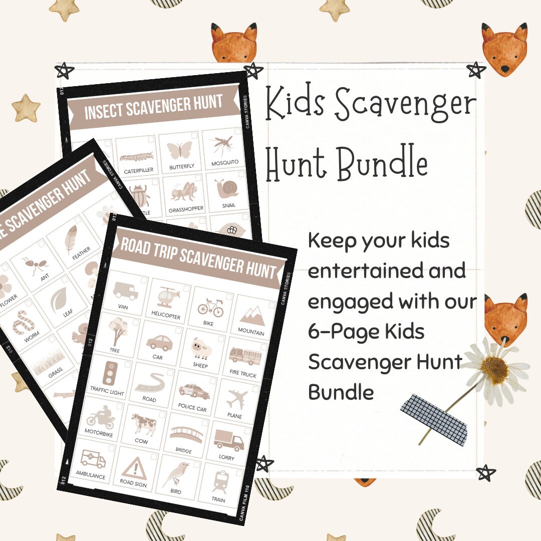 PLR Kids Scavenger Hunt Bundle 6 Fun Themed Hunts Canva Template PLR ...