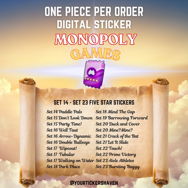 One Star Monopoly Go Stickers - Etsy
