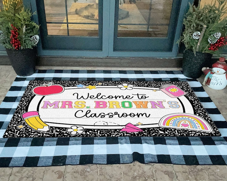 Personalized Teacher Classroom Doormat, Composition Book Classroom ...