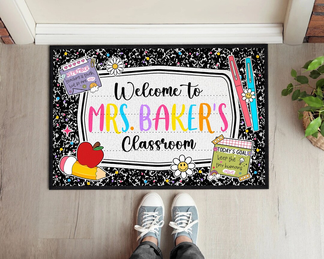Personalized Teacher Doormat, Teacher Classroom Doormat, Composition ...