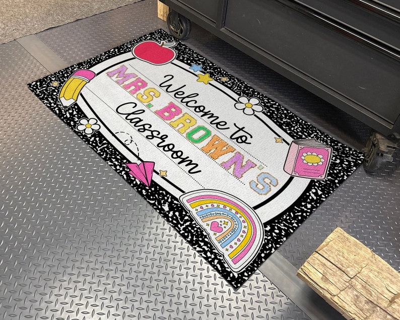 Personalized Teacher Classroom Doormat, Composition Book Classroom ...