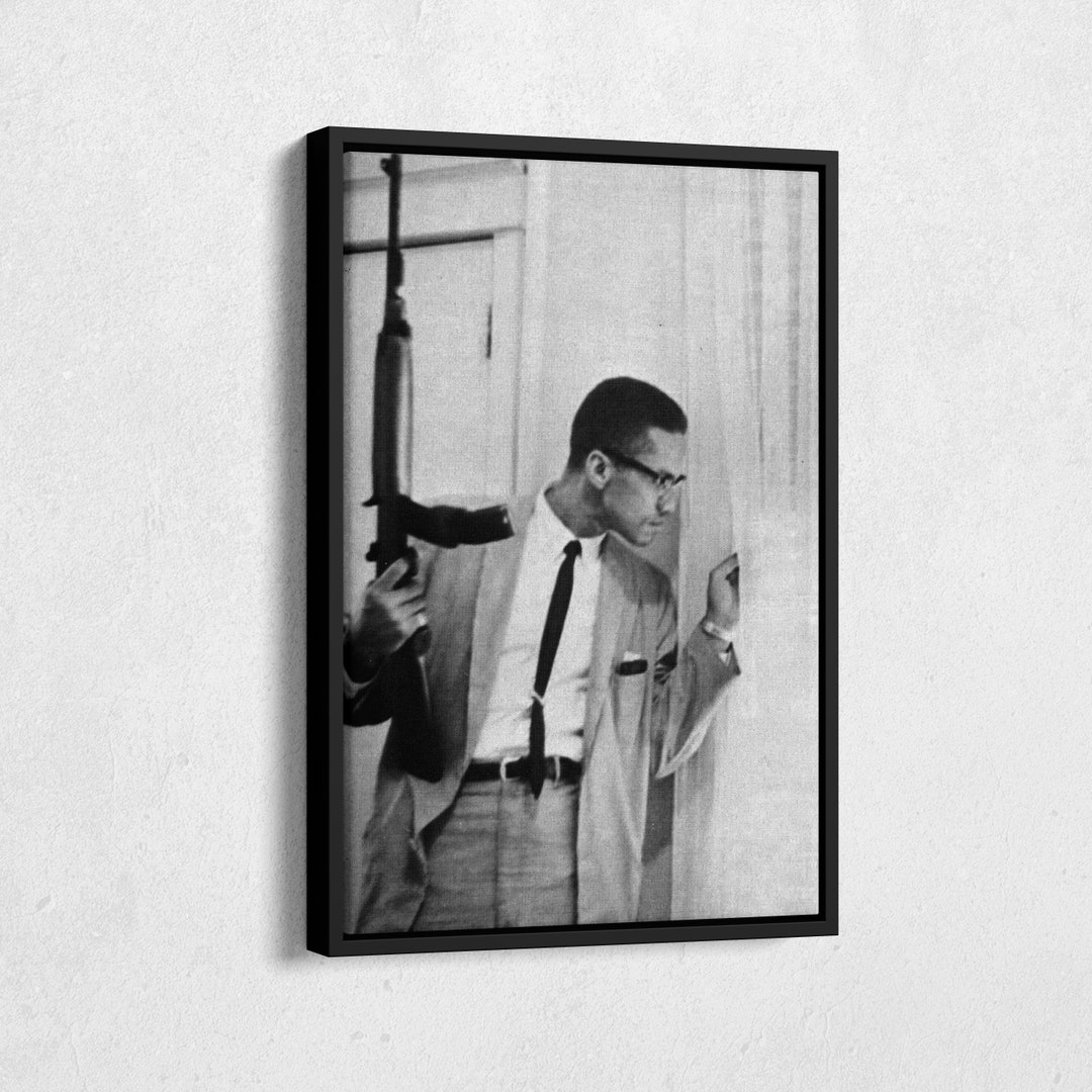 Malcom X Looking Out the Window Holding Gun Wall Art Canvas Canvas Wall ...