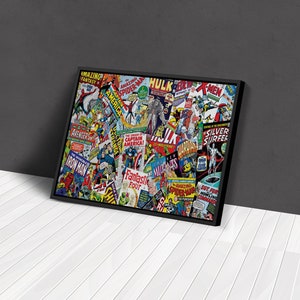 History of Comic Books Collage Canvas Wall Art Home Decor Framed Art - Etsy