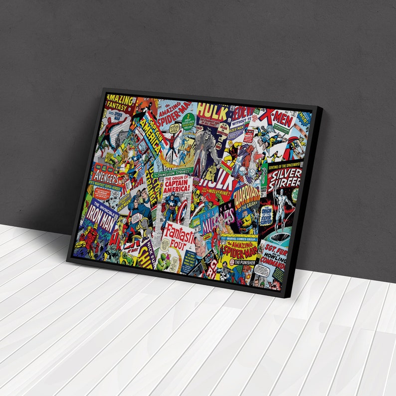 History of Comic Books Collage Canvas Wall Art Home Decor Framed Art - Etsy
