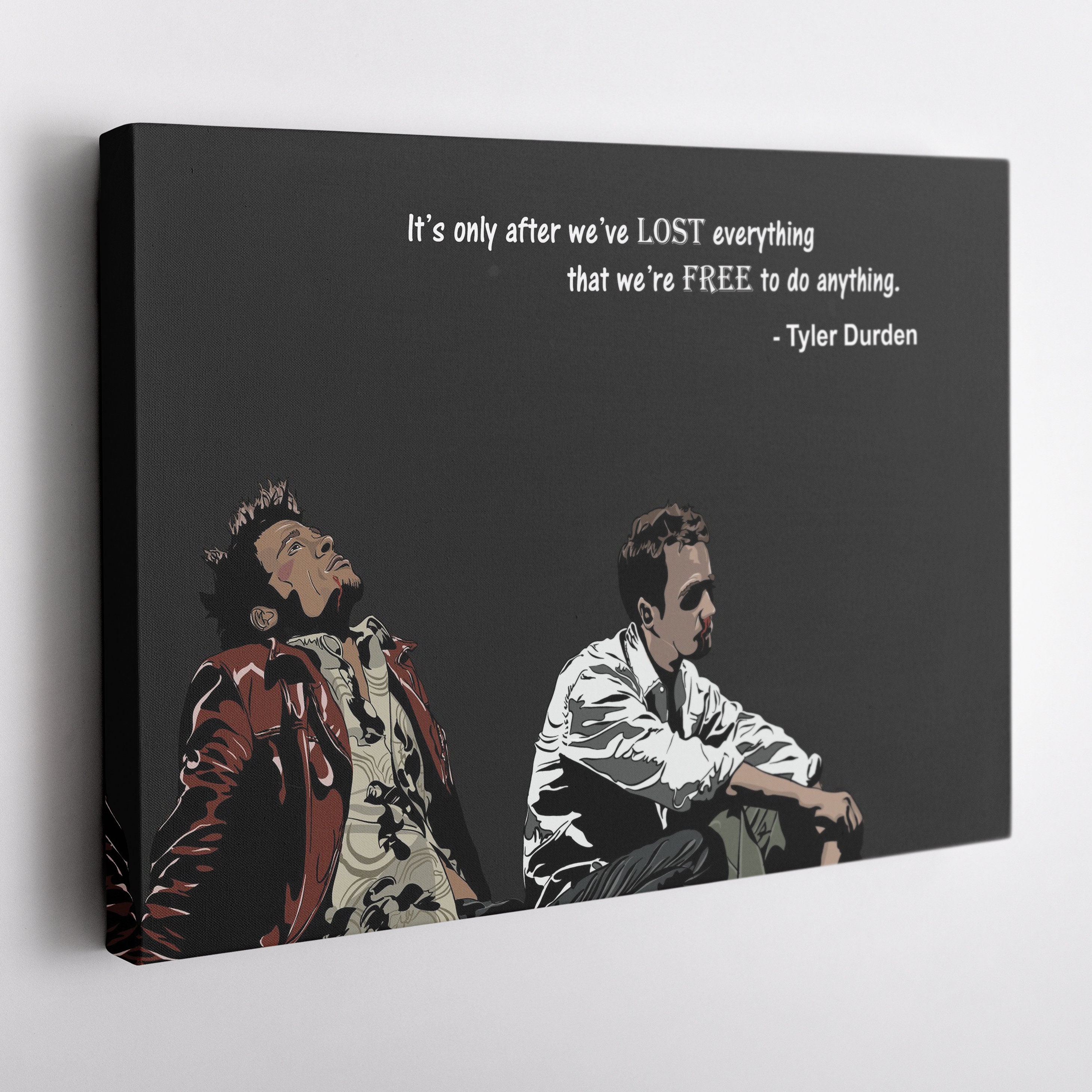 Fight Club Movie Poster With Tex Tyler Durden Wall Art Canvas Print ...