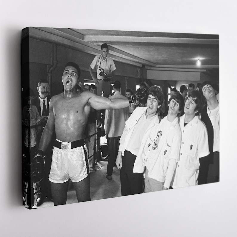 The Beatles and Muhammad Ali Poster Legends Canvas Wall Art Home Decor ...