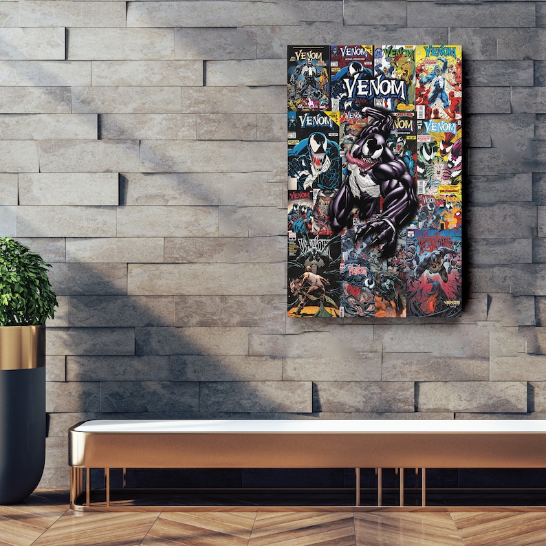 VENOM Collage Art Poster Comics Canvas Wall Art Print Home Decor Framed ...