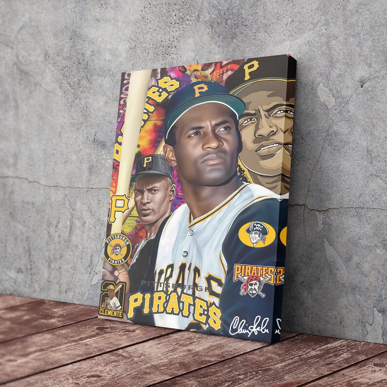 Roberto Clemente Poster Pittsburgh Pirates MLB Pop Art Canvas Wall Art ...