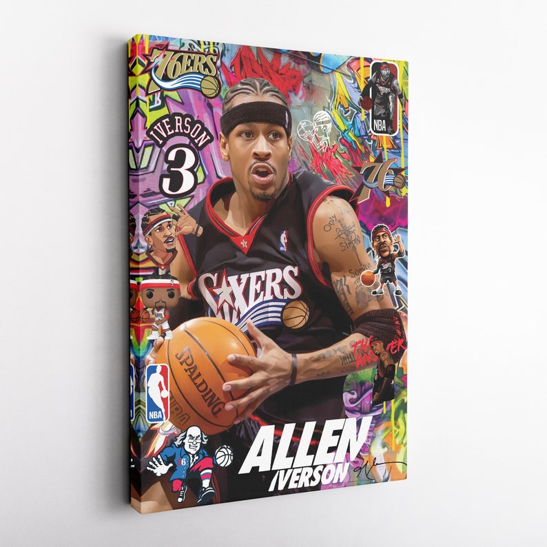 Allen Iverson Poster Philadelphia 76ers NBA Pop Art Canvas Wall Art ...